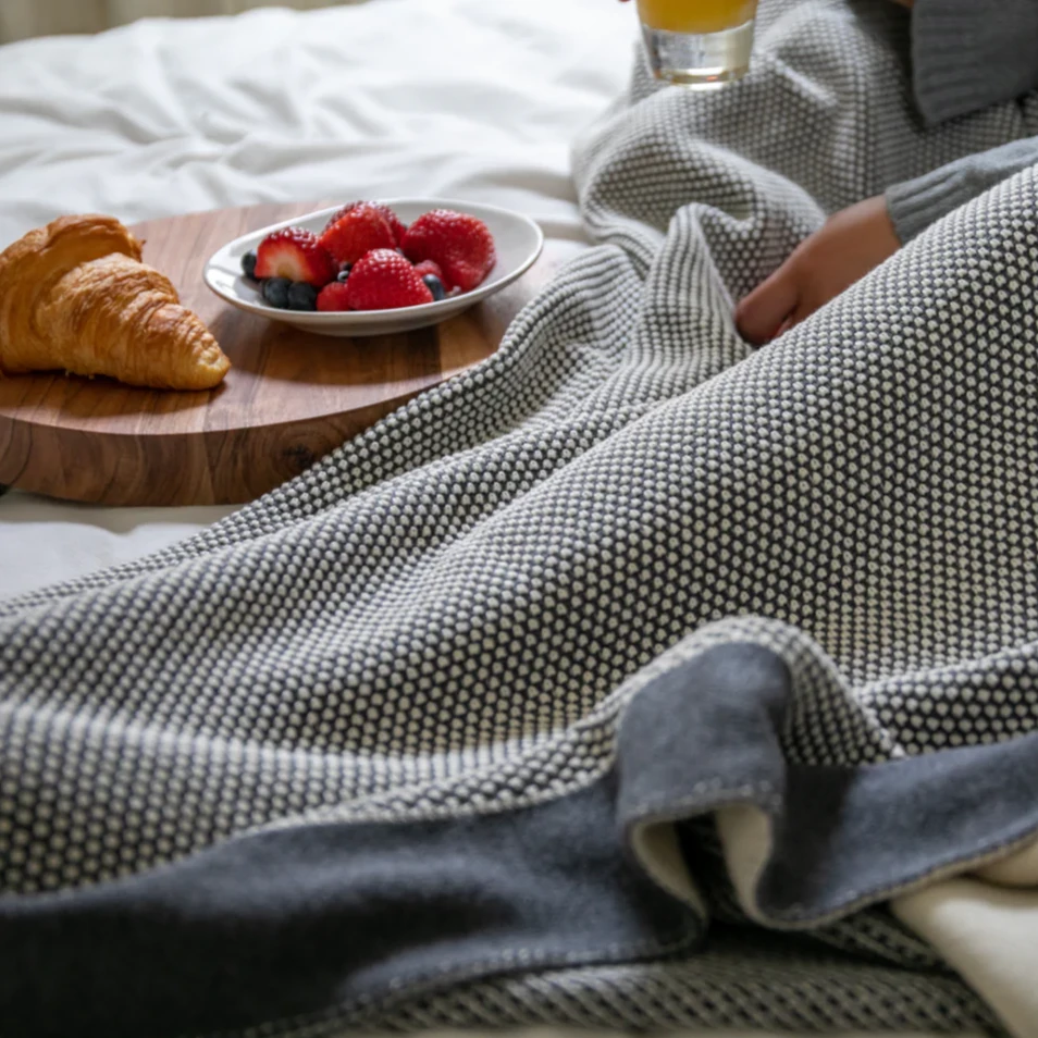 Pink Lemonade Eka Stipple Dark Grey Throw