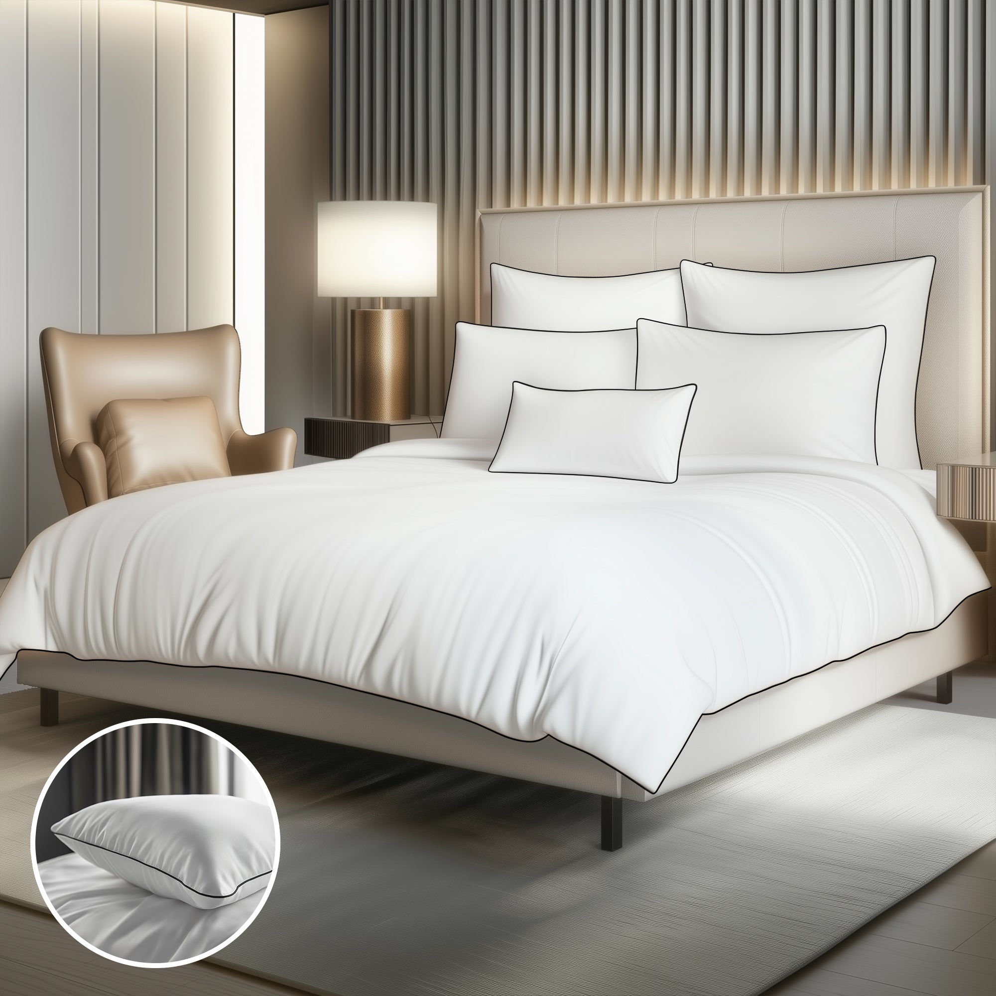 Elegant Linen Chateau Cording 4 Piece Bedding Set