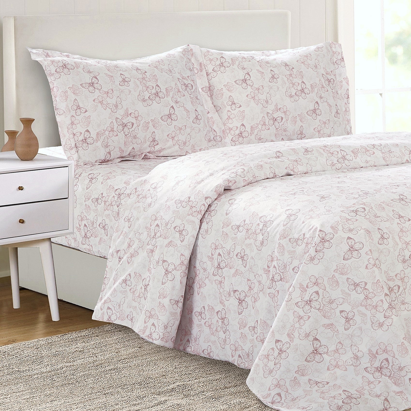 Violet Linen French Butterflies 6 Piece Bedding Set