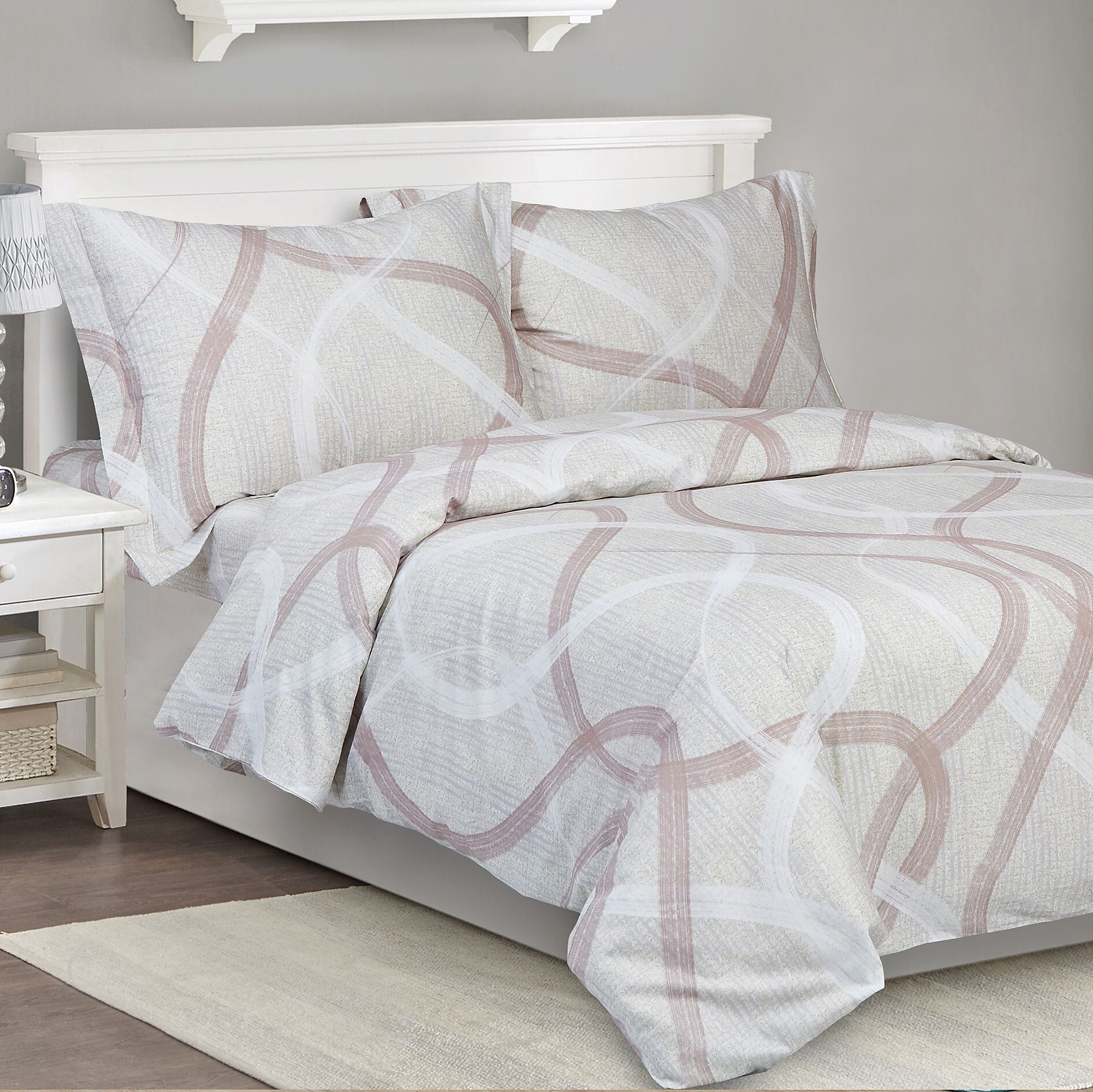 Violet Linen French Chain 6 Piece Bedding Set