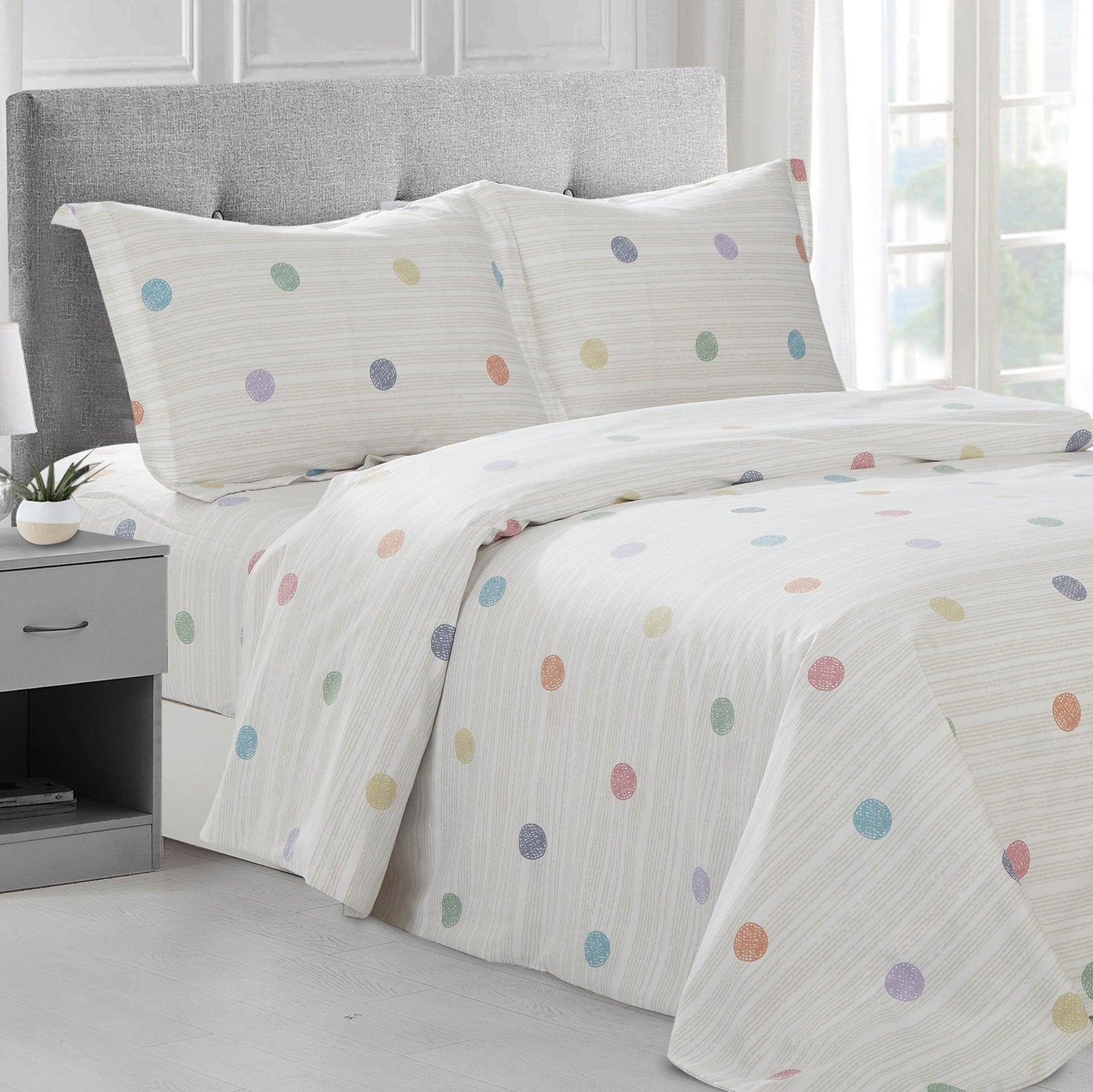Violet Linen French Circular 6 Piece Bedding Set