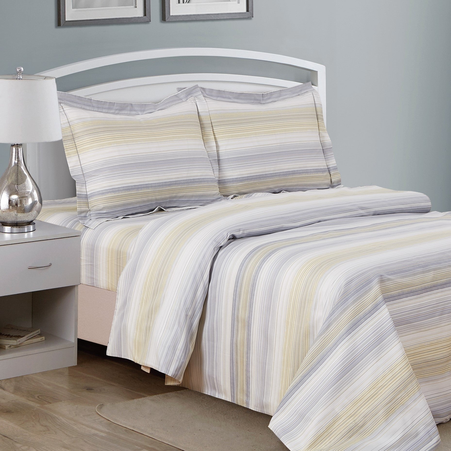 French Gold Grey 6 Piece Bedding Set