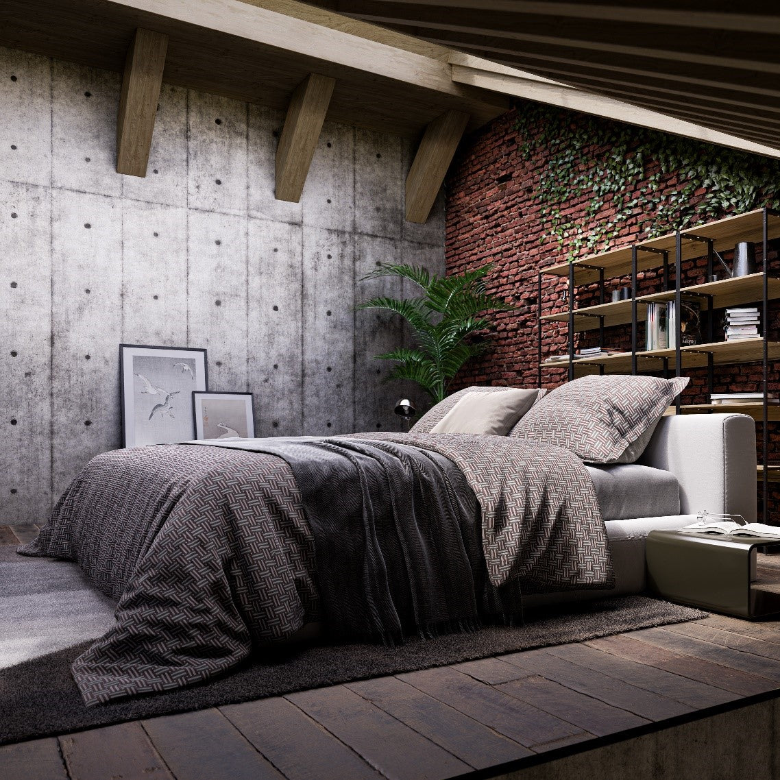 Elegant Linen Grace Geometric 4 Piece Bedding Set