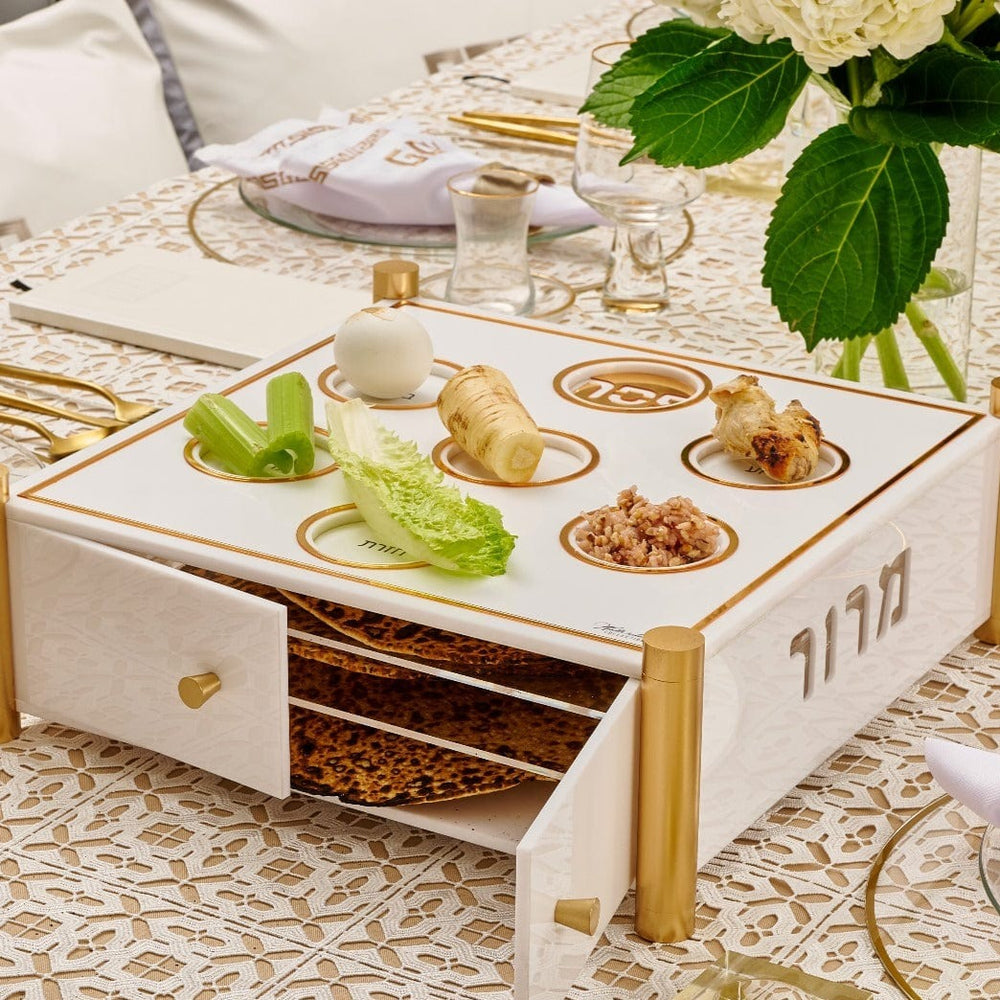 Waterdale Collection 3 Level Kearah (Seder Plate) / Matzah Box