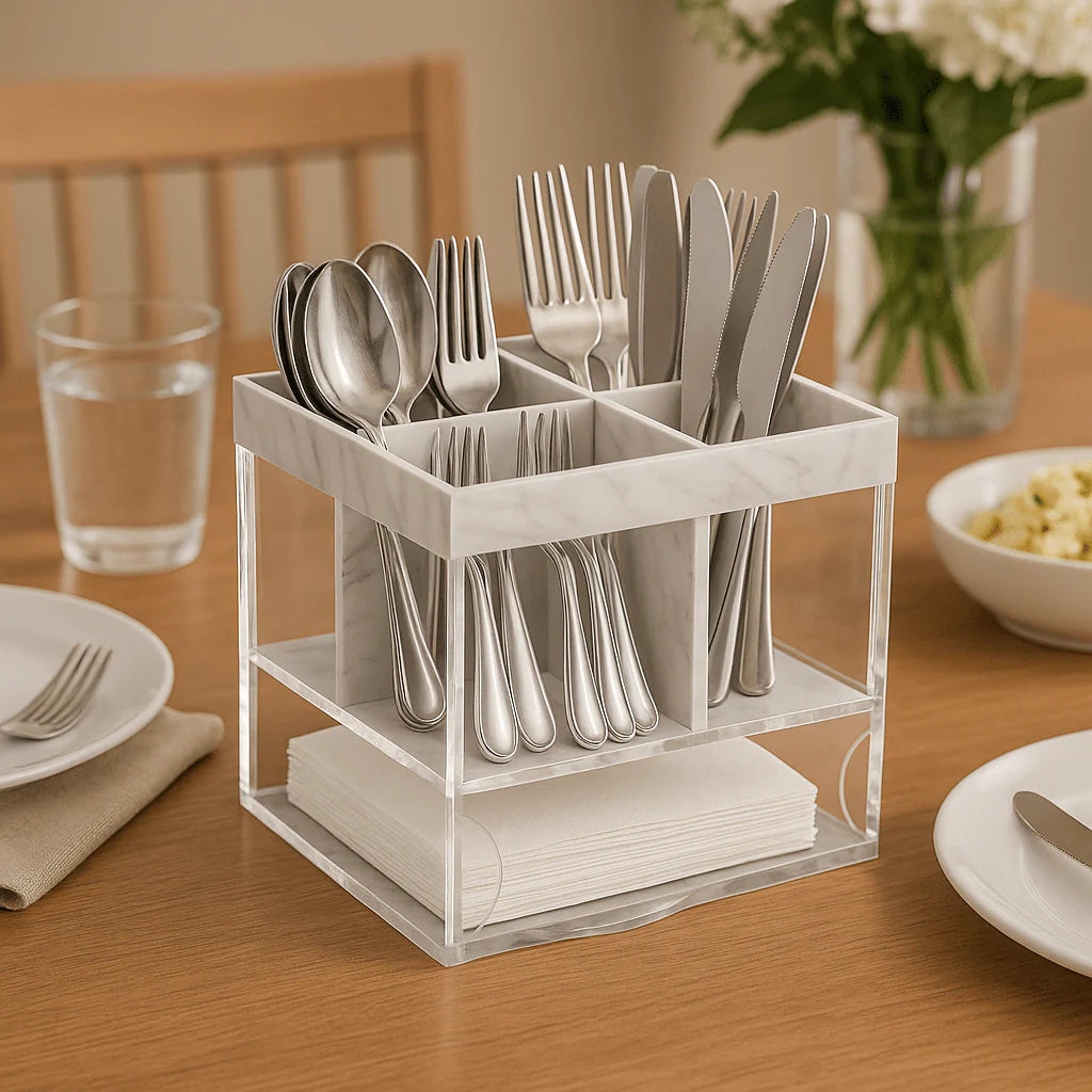 Waterdale Collection Marble Swivel Silverware Caddy
