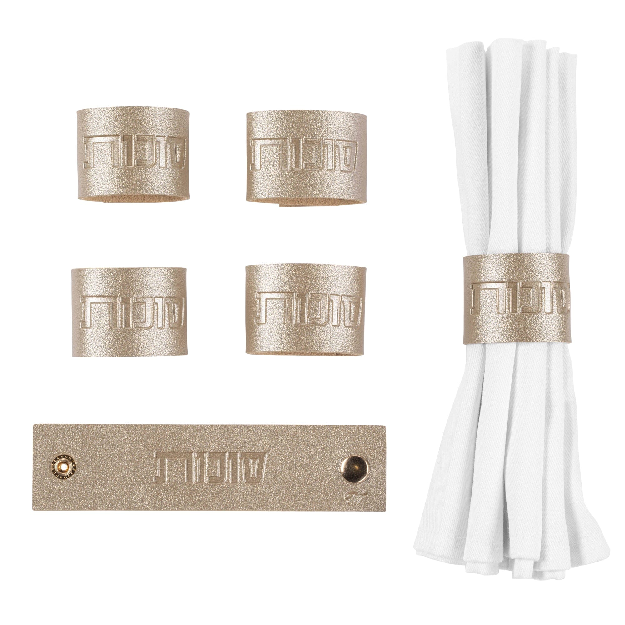 Waterdale Collection Sukkos Leather Napkin Wraps - Pack of 4