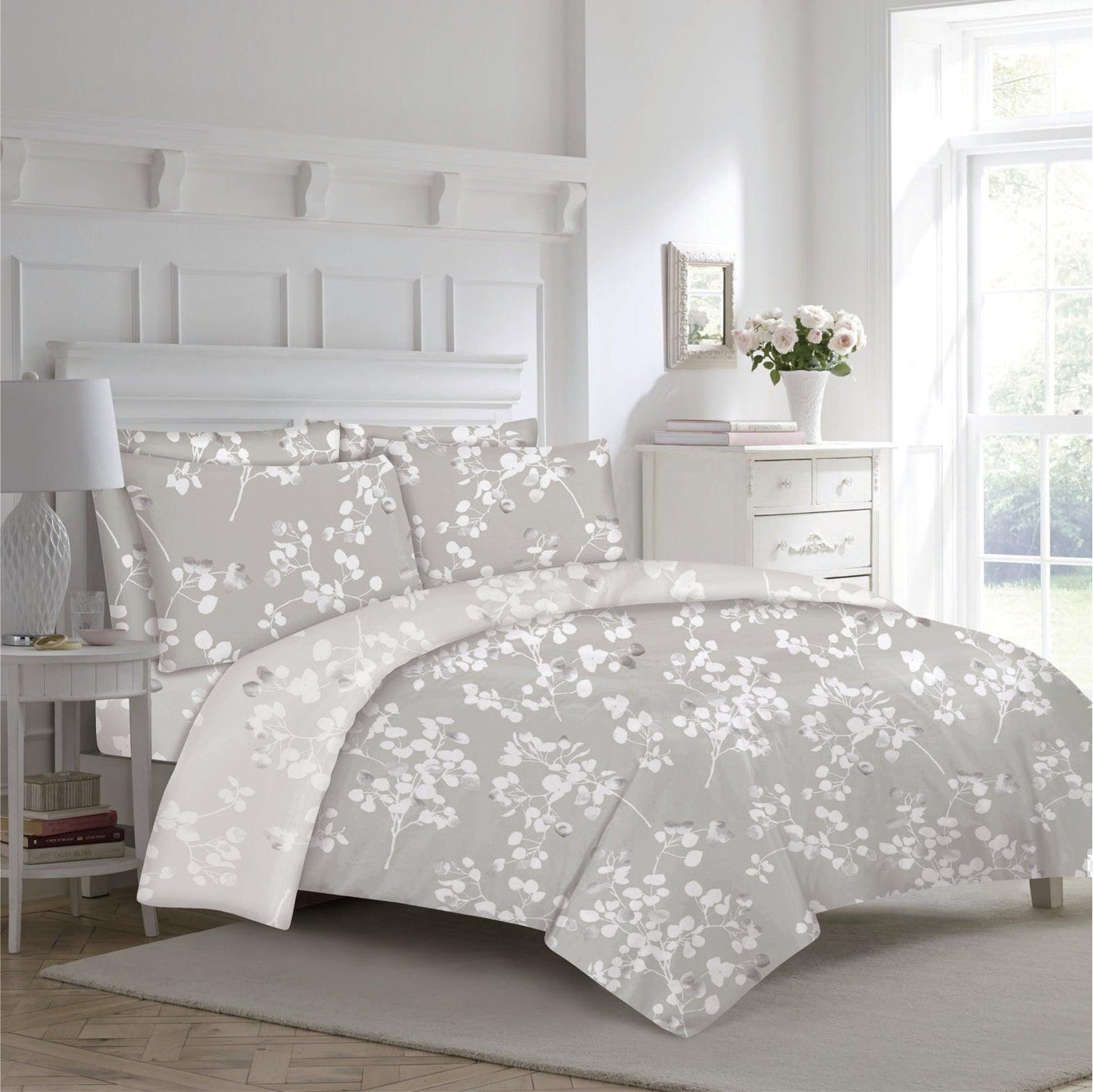 Elegant linen Graphic Branches 4 Piece Bedding Set