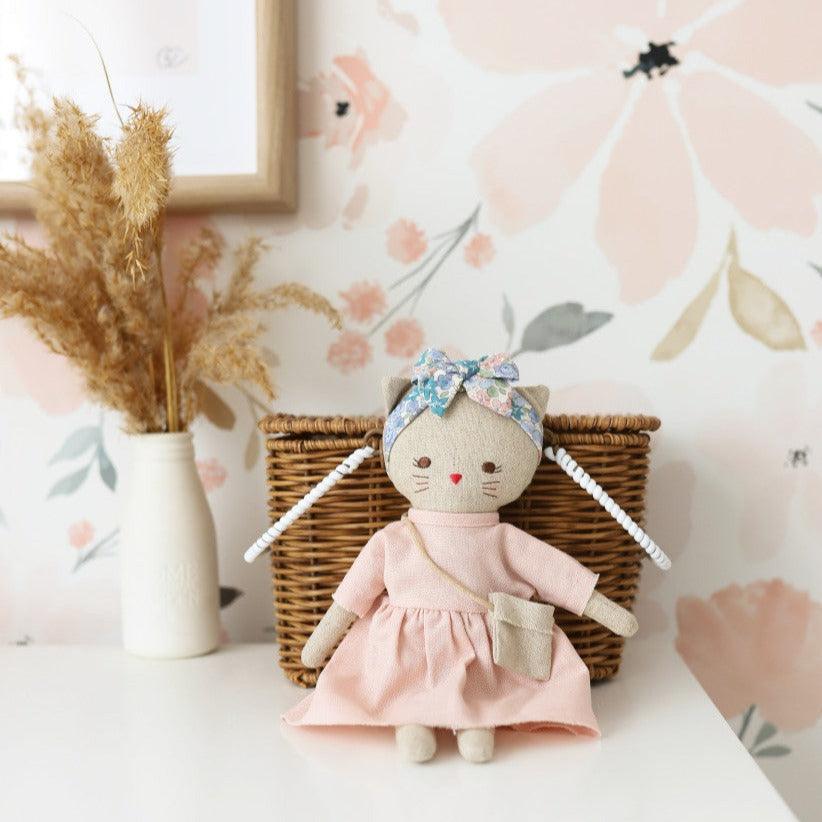 Alimrose Mini Lilly Kitty 26cm Pink Linen