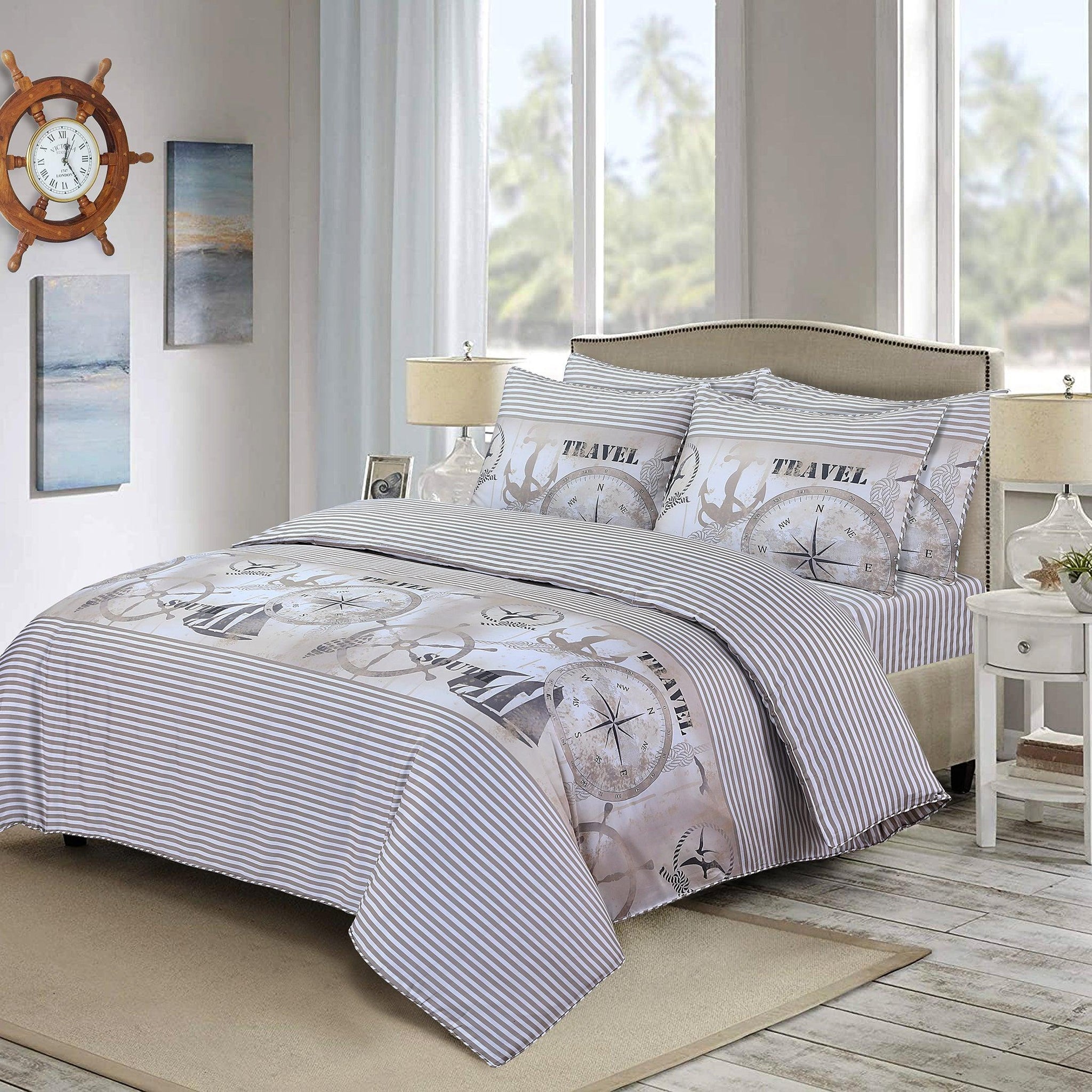 Elegant Linen Time Clock 4 Piece Bedding Set