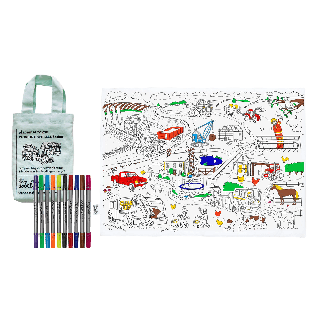 Eatsleepdoodle Working Wheels Placemat to Go